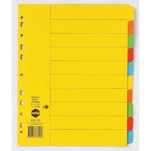 MARBIG EXTRA WIDE A4 10 TAB COLOURED BOARD DIVIDER | Independent Office ...